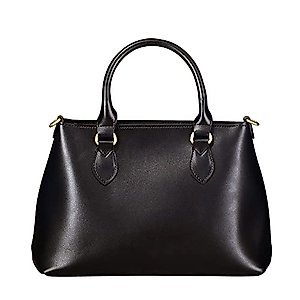 Top Handle Vegan Leather Satchel Bag For Women (Black) Retro Faux Casual Purse Classic Vintage Simple Shoulder Handbag