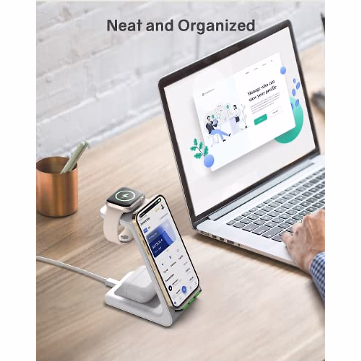 Wireless Charging Station for Apple - 3 in 1 Wireless Charger Stand Dock Watch and Phone Charger Station for Apple Watch 8/7/SE/6/5/4/3/2, iPhone 14 13 12 Pro Max SE XS XR X, Samsung, AirPods Pro/3/2