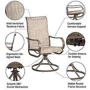 Patio Swivel Dining Chairs Set of 2 Outdoor Kitchen Patio Stools and Bar Height Chairs Outdoor Indoor Banquet Furniture Metal Chair with Textilene Mesh Fabric for Backyard Lawn Pool Garden Deck