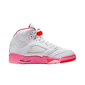 Jordan Boy's Jordan 5 Retro (Big Kid) White/Pinksicle/Safety Orange 5 Big Kid M