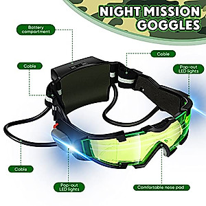 LEIFIDE 2 Pair Night Vision Goggles Night Mission Goggles Kids Camping Gear Gadgets for Kids Hunting Gear Light up Goggles for Kids Boys Girls Role Play Costume Party Gift