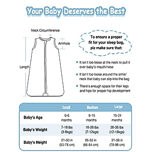 TOTBASIC Baby Sleep Sack 2-Pack, Light & Soft Unisex-Baby Wearable Blanket, 2-Way Safe Zippers Sleepsack for Babies 0-3-6-12-18-24 Months 0.5 TOG