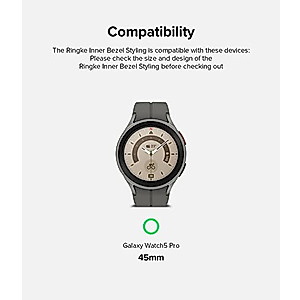 Ringke Inner Bezel Styling [Stylish Stainless Steel Frame] Compatible with Samsung Galaxy Watch 5 Pro Case, Anti Scratch Protector Adhesive Inner Cover Accessory - 45-IN-02 (ST) Black