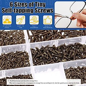 Glarks 1300Pcs 5mm 6mm 7mm 8mm 10mm Small Tiny Nails Wood Screws Set Bronze Self Drilling Flat Cross Head Screws Assortment Kit for Home Furniture Decor (Bronze)