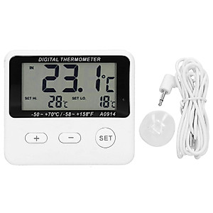 Walfront Digital Freezer Thermometer Battery Powere Universal Refrigerator Temperature Measuring Alarm Console with Probe for Kitchen Home Restaurants Bars, Thermostat