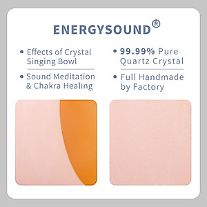 ENERGYSOUND Orange Colored Frosted D Note Sacral Chakra Quartz Crystal Singing Bowl 10 inch with Heavy Duty Case Bag mallet and o-ring included