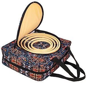 Remobia Hicol Portable Craft Kits Storage Bag Cross Stitch Starter Kits Bag Embroidery Project Bag Embroidery Tool Storage Tote Bag with Multifunctional Pockets, Bag Only (Colorful Pattern)