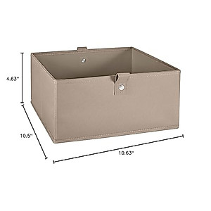 RiverRidge Kids 6pc Folding Storage Bins Set - 10.5”W x 5”H Fabric Boxes with Handles for Closet Organizer & Storage - Taupe Cube Storage Organizer for Toys, Clothes & Crafts - Fits Shelve