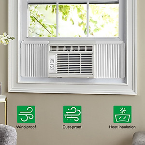 Forestchill Window Air Conditioner Side Panel with frame, Room AC Accordion Filler Curtain Kit Replacement, Include Window AC Side Panels & Frames (White, Fit 8,000 BTU Units)
