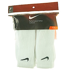 Nike Men/'s Performance Cotton Cushioned Crew Socks, 6 Pair Large (shoe size 8-12) (White) Six Pack