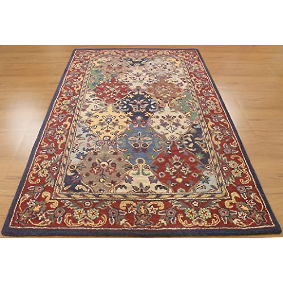 Allen Home Wool Area Rug | Alive Bakhtiyar Beige Area Carpets Suitable for Home Office, Living Room, Bedroom, Dining Room | Handcrafted | Traditional Wool Rugs | 100% Wool | 5'X8' |