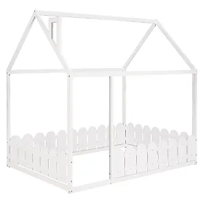 Merax Full Size House Bed Frames Platform Bed with Fence for Boys or Girls, Box Spring Needed(Slats Kit Not Included), White