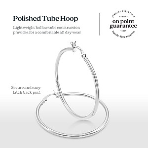 KEZEF 925 Sterling Silver Hoop Earrings For Women, Men | 2mm Thin High Polished Silver Hoop Earrings Hypoallergenic | Lightweight Jewelry Earring 40mm Diameter