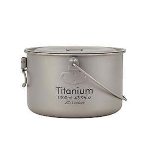 APG outdoor 1.3L Titanium Hanging Pot Camping Tableware Cooking Cookware Set Ultralight Bowl Tableware