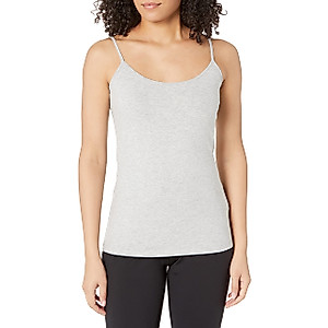 Amazon Essentials Women's Slim-Fit Camisole, Pack of 4, Black/Charcoal Heather/Light Grey Heather/White, Medium