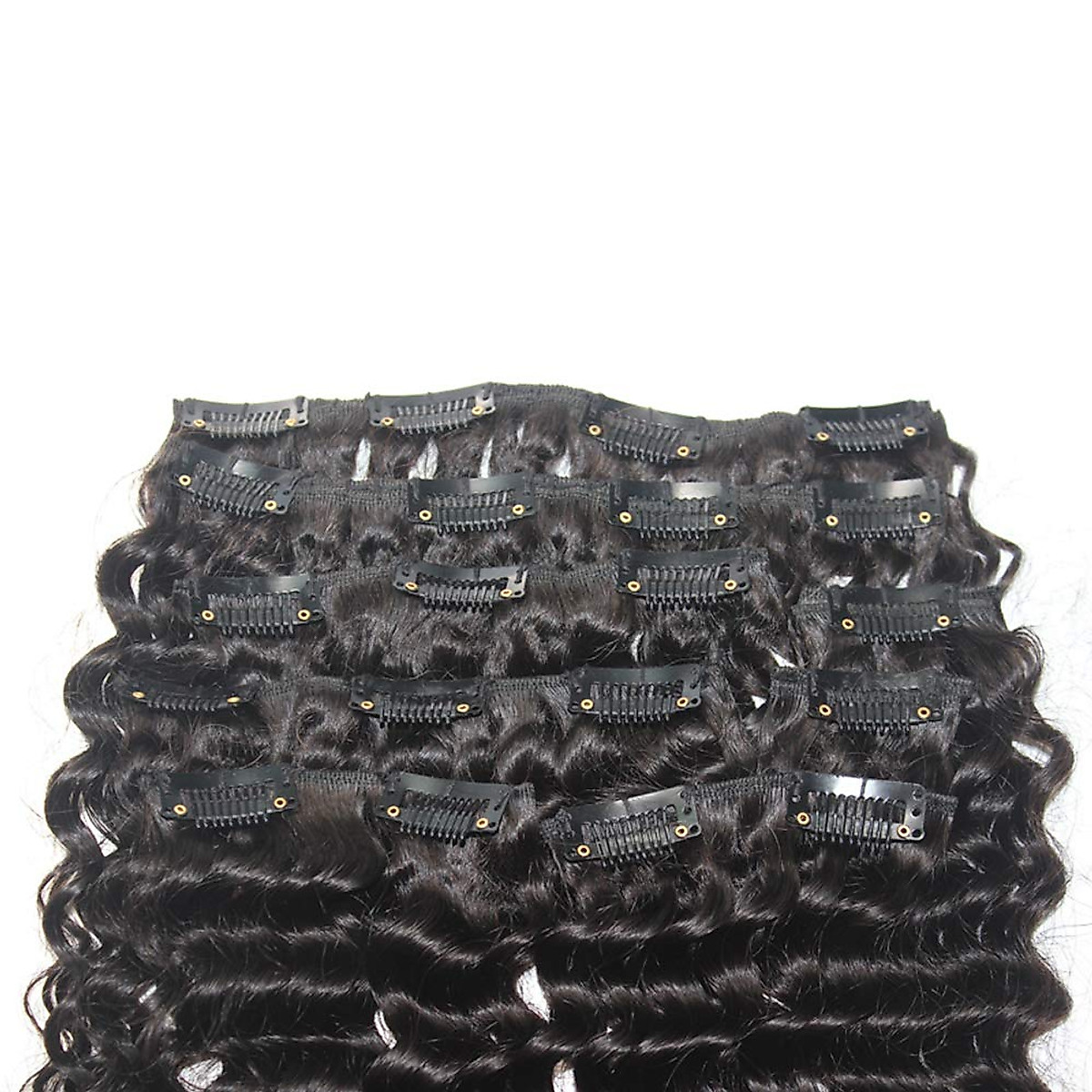 Forawme 100 Remy Curly Hair Extensions Clip In #1B Black 20 Inch 120g 8pcs/lot 20 Clips Hair Extensions