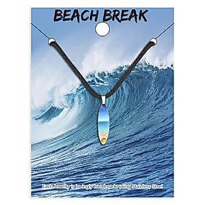 Lauren-Spencer Ocean Wave Surfboard Necklace for Women Men Surfer Necklace Stainless Steel Surfboard Pendant Beach Necklaces Surfer Gifts Jewelry for Women Men Surf Necklace (Starfish and Conch)