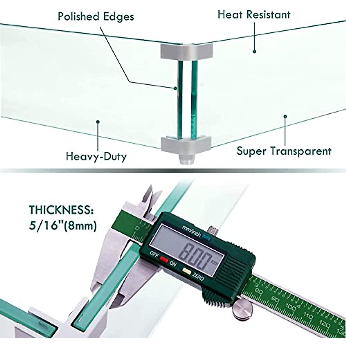 Fire Pit Glass Wind Guard,29” x 13” x 6” Rectangular Clear Tempered Glass Wind Guard ，Fire-Resistant Wind Screens Kit 5/16inch Thickness for Series 401/403 Outdoor Propane Fire Pit Tables.