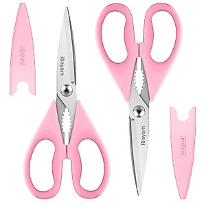 Gifts for Women, Mom, Wife, Girlfriend, Sister, Her - Happy Birthday, Easter, Valentine's Day, Mothers Day Gifts, iBayam Kitchen Scissors Heavy Duty Meat Poultry Shears Dishwasher Safe, Pink Stuff