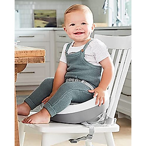 Skip Hop Booster Seat for Dining Table, Sleek Seat Booster, Grey/White
