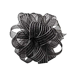 Berwick Offray Striped Chiffon 5/8" W X 50 Yards-Black/Silver Ribbon