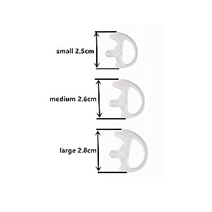 KS K-STORM Two Way Radio Ear Mold Replacement Soft Silicone Ear Insert for Acoustic Coil Tube Earpiece (Transparent, 3 Pair Large,Medium,Small)