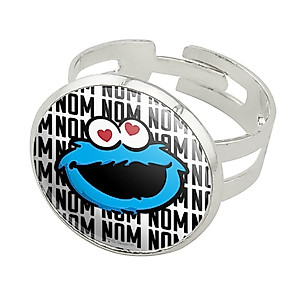 Sesame Street Cookie Monster Nom Nom Silver Plated Adjustable Novelty Ring