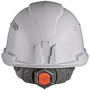 Klein Tools 60113RL Hard Hat, Rechargeable Headlamp, Vented, Cap Style, Padded Self-Wicking Odor-Resistant Sweatband, White