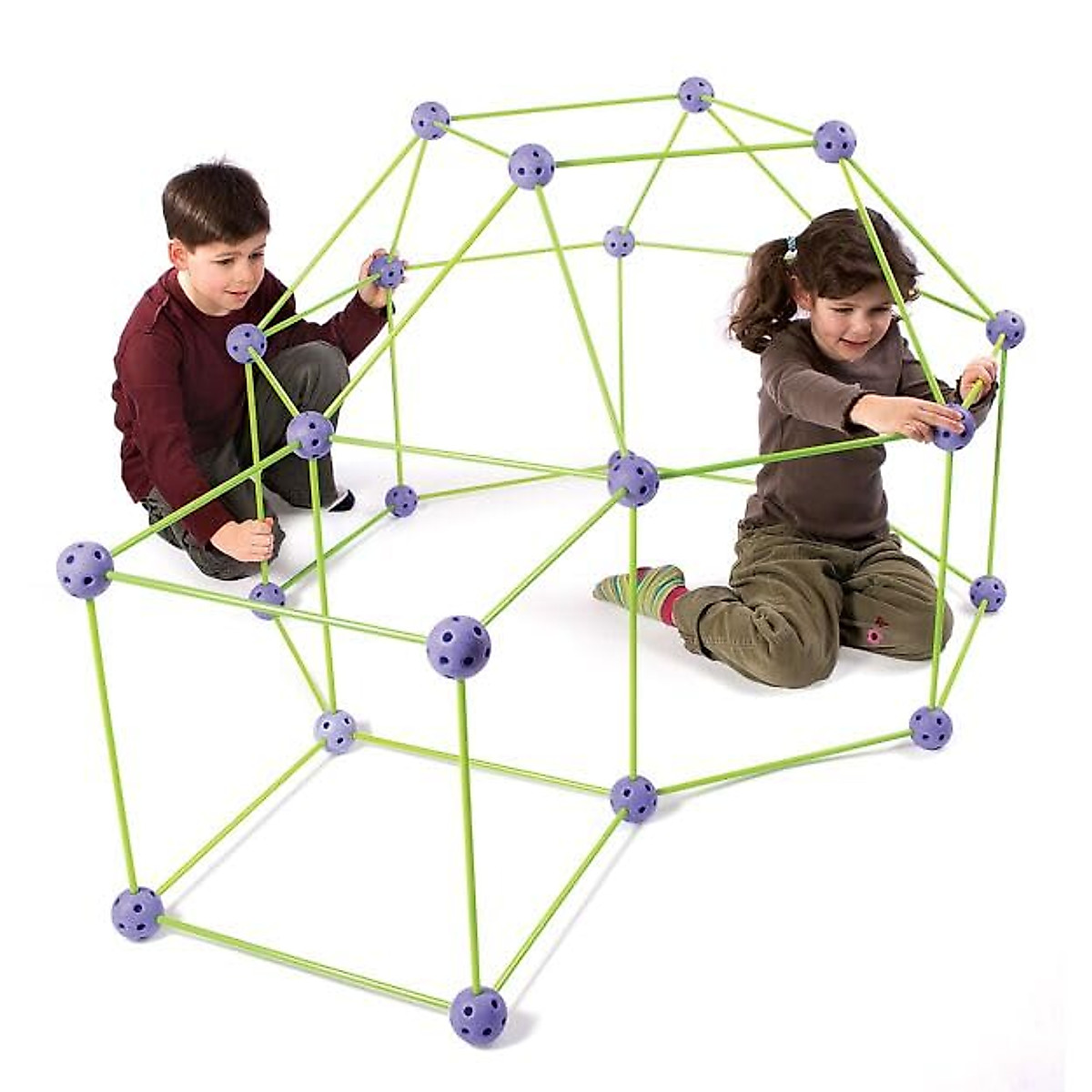 Crazy Forts! 69 Piece Buildable Indoor/Outdoor Play Fort Playset, DIY, Build Your Own, STEAM toy , Purple