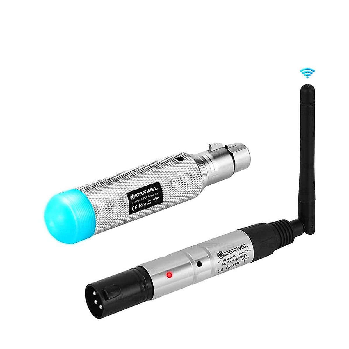 GIDERWEL 2pcs DMX512 DMX Dfi DJ 2.4G Wireless Receiver Transmitter 1 Rechargeable Built-in Battery Receiver and 1 Transmitter Lighting Controller for Stage Light Party Light