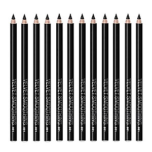 Black Eyeliner Pencil Set - 12 PCs Smudge Proof Matte Waterproof Long Lasting Makeup Eye Liners