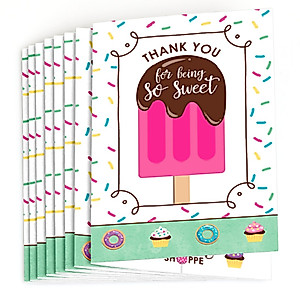 Big Dot of Happiness Sweet Shoppe - Candy and Bakery Birthday Party or Baby Shower Thank You Cards (8 count)