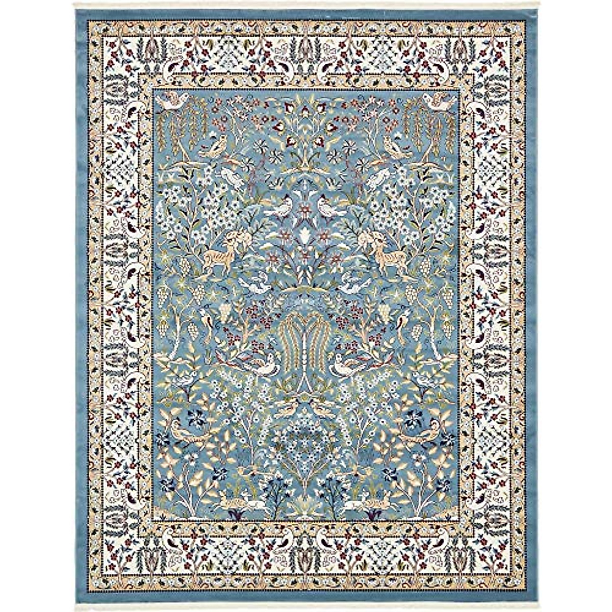 Unique Loom Narenj Collection Classic Traditional Textured Hunting Design Area Rug, 8 ft x 10 ft, Blue/Tan