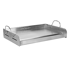 LITTLE GRIDDLE griddle-Q GQ230 100% Stainless Steel Professional Quality Griddle with Even Heat Cross Bracing and Removable Handles for Charcoal/Gas Grills, Camping, Tailgating, and Parties (25"x16"x6.5")