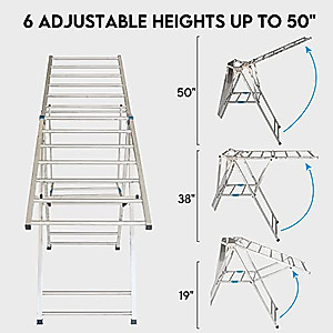 ZOES HOMEWARE Heavy Duty Clothes Drying Rack | Stainless Steel Drying Rack Clothing | Large Foldable Collapsible Laundry Drying Rack | Laundry Hanger Dryer Rack