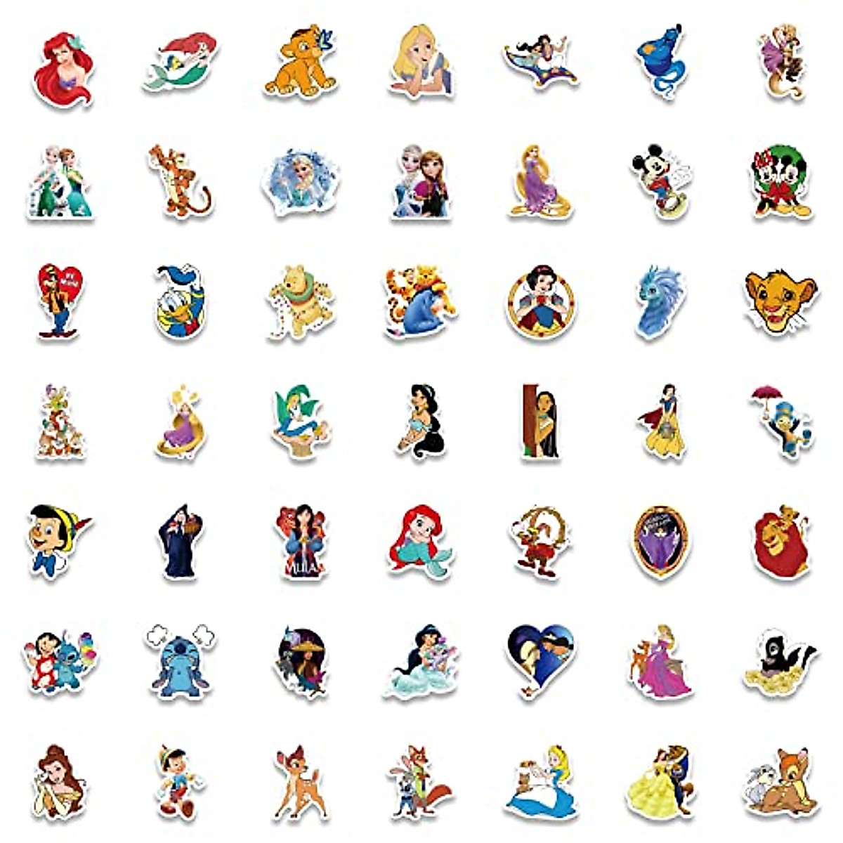 Mixed Cartoon Stickers,Cute Princess Stickers 100 Pcs Vinyl Cute Cartoon Character Stickers Trendy Sticker for Laptop Computer Phone Water Bottle Guitar, Waterproof Animation Decal Gifts for Kids Teen Adults