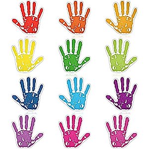 72 Pieces Colorful Handprints Cut Outs Handprint Accents Wall Decor for Classroom Bulletin Boards Walls Schools Playrooms Baby Nurseries Kids Bedrooms Studios or Art Decorations