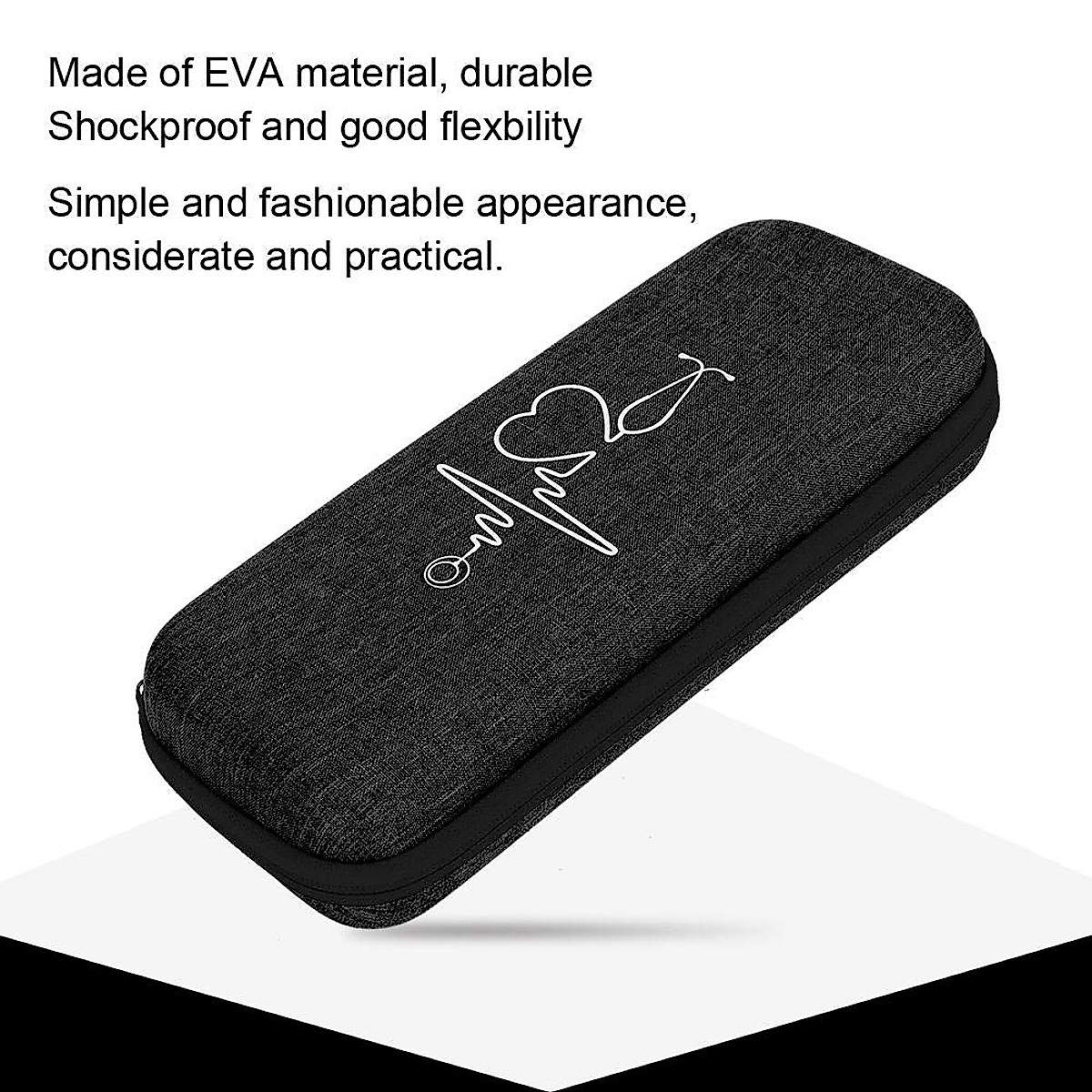 xuuyuu Stethoscope Organizer,Shockproof Stethoscope EVA Storage Case Portable Stethoscope Travel Carrying Bag With Inner Mesh Pocket For Stethoscope (Black)