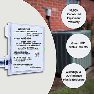 Intermatic AG3000 120/240 VAC Universal HVAC Surge Protective Device - Comprehensive Surge Protection, TPMOV Technology, Watertight Enclosure - UL Listed and Reliable