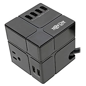 Tripp Lite Safe-IT Cube Surge Protector & Charging, 3-Outlets, 6-USB Ports, 8ft / 2.4M Cord, 50,000 Insurance & Limited Life Manufacturer's Warranty (TLP368CUBEUAM)