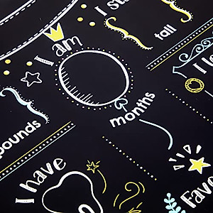Monthly Baby Milestone Chalkboard, First Year Boy and Girl Age Tracking Growth Sign (11.6 x 15.6 in)