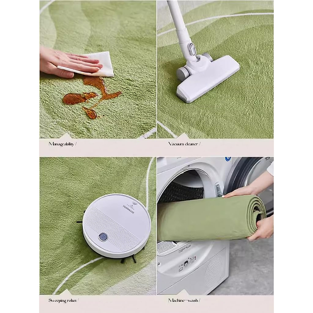 Bohemian Tribal Black Beige Washable Soft Wool Area Rugs for Living Room Bedroom Non Shedding Moroccan Southwest Carpet Under Dining Table Lux Home Office Floor Rug 6x10