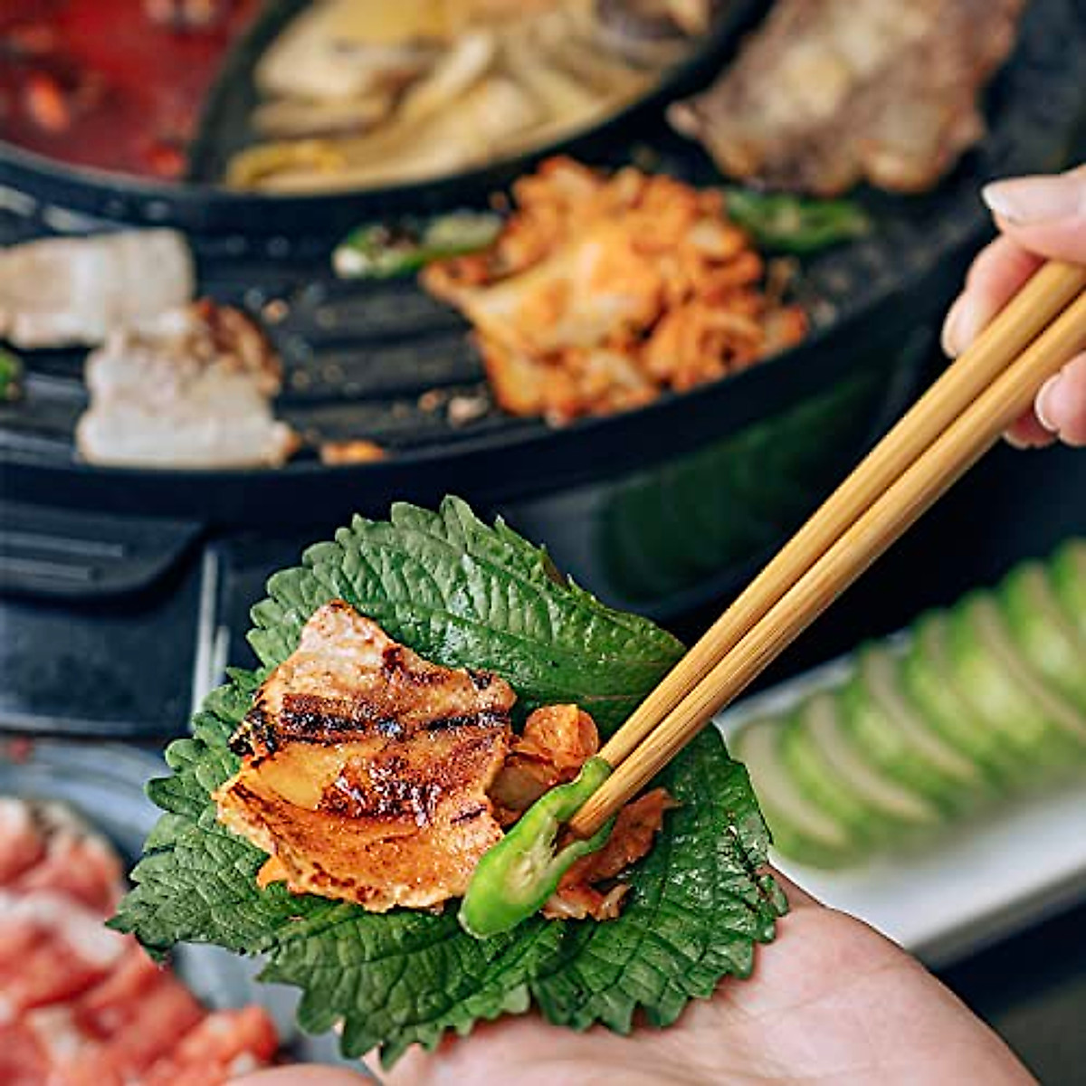 Food Party DUO Electric Smokeless Grill and Hot Pot, With Separable Cooking Plate, Deluxe Combo of 1 Recipe Book, 1 Tong, 1 Oil Brush, 1 Pack of Parchment Paper, for Hotpot KBBQ, Barbecue & Grill