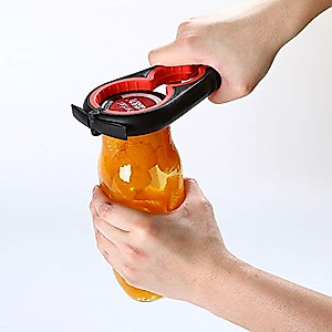 Jar Opener Can Opener Bottle Opener for Senior, Arthritis Hands and Anyone with Low Strength, Arthritis Jar Opener Get Lids Off Easily(Black and Red)