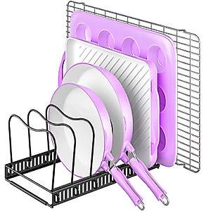 Pantasia Pots and Pans Organizer - for Cabinet, Bakeware Organizer[7-Tier Anti-Scratch], Kitchen Organizers and Storage for Cabinet, Cutting Board, Baking Cookie Sheet, Frying Pan Organizer