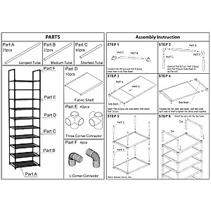 FIDUCIAL HOME 10 Tiers Shoe Rack 20-25 Pairs Sturdy Shoe Shelf