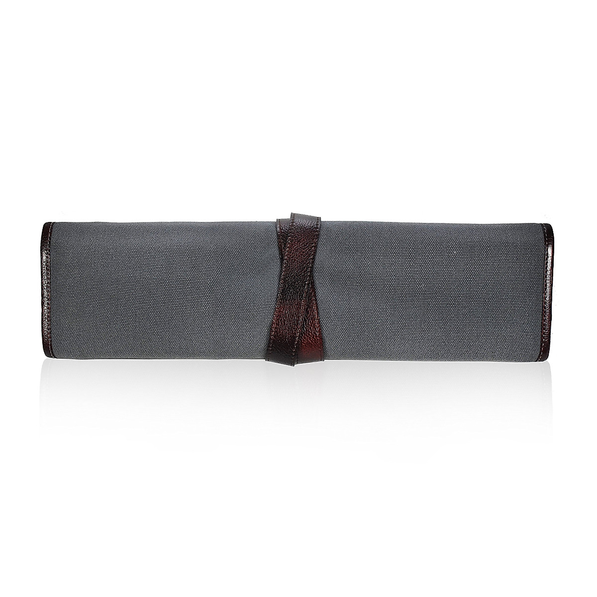 Boldric Cotton Canvas DD Hook Tie Chef Knife Bag – Professional Canvas Travel Roll Carrier Case With Water Buffalo Hide Trim - 7 Tool Holder Slots For Knives Pens Pencils Spoons (Abalone)