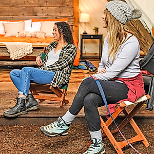 BYER OF MAINE, Pangean, Folding Stool, Natural, Hardwood, Easy to Fold and Carry, Wood Folding Stool, Canvas Camp Stool, Perfect for Camping, Matches All Furniture in The Pangean Line