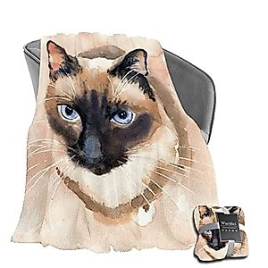 Wucidici Siamese Cat Fleece Throw Blanket Soft Lightweight Blanket for Bed Couch Sofa Travelling Camping Gift for Kids Girls Boys Adults(50" x 60")