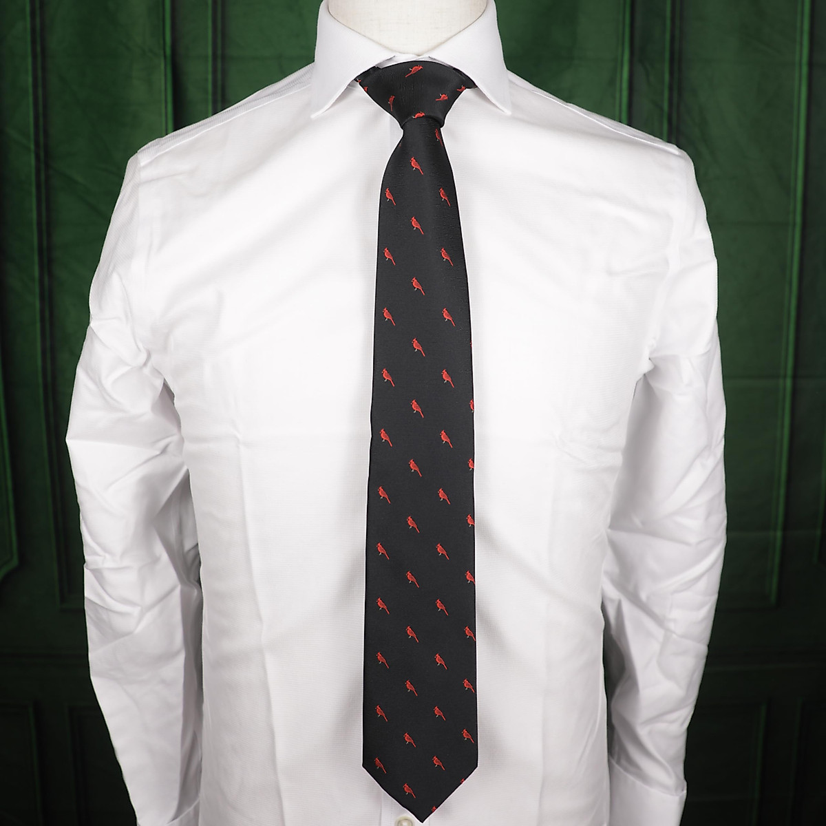 MENDEPOT Red Birds Pattern Necktie With Gift Box Northern Cardinal Pattern Tie